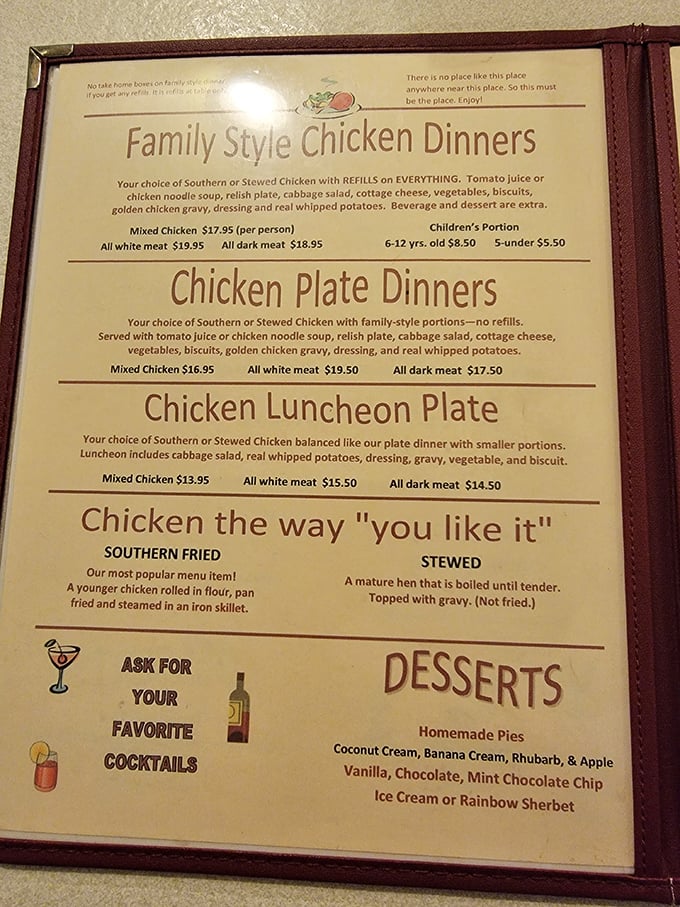 This menu isn't trying to impress you with fancy words—it's promising unlimited refills on practically everything that matters in life.