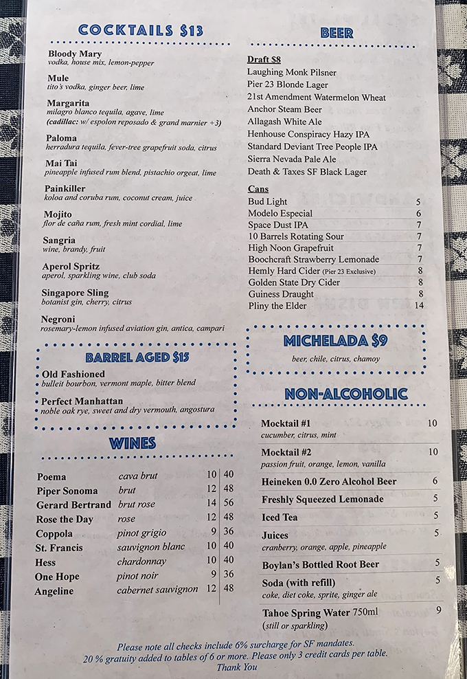 The drink menu reads like a love letter to libation enthusiasts—from their legendary Bloody Mary to that pineapple-infused Mai Tai that practically whispers "vacation time."