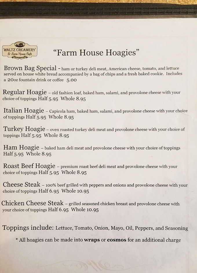 A menu that speaks the universal language of comfort food. These farm house hoagies aren't trying to reinvent the wheel—they're just making it deliciously, perfectly round.