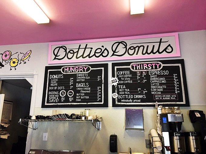 The menu board at Dottie's is like a treasure map where X marks the spot for plant-based deliciousness in every direction.