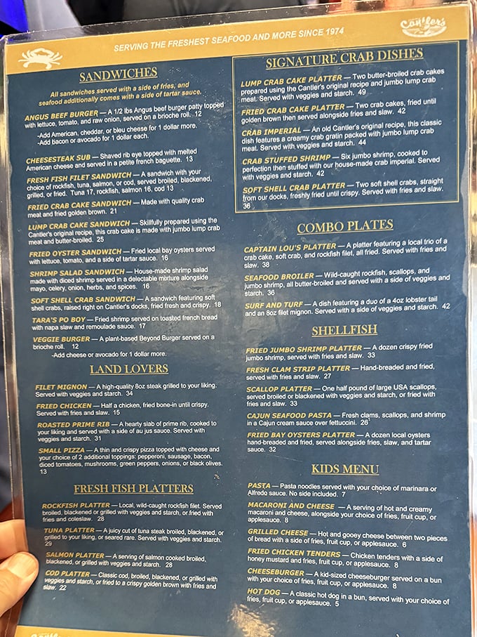 A menu that reads like a love letter to the Chesapeake Bay. Decision paralysis has never been so delicious.