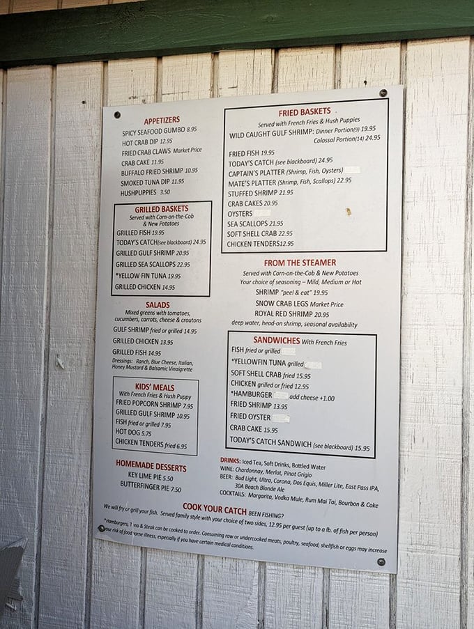 A menu that reads like poetry to seafood lovers – straightforward offerings where "Today's Catch" promises the freshest fish swimming just hours ago.