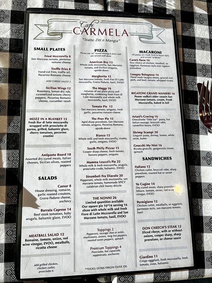 This menu reads like Italian poetry—each dish a carefully crafted verse promising flavors that would make your nonna weep with pride.