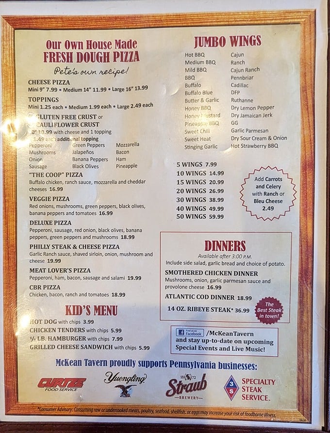 A menu that doesn't need fancy fonts or pretentious descriptions—just honest food that makes you want to order one of everything.