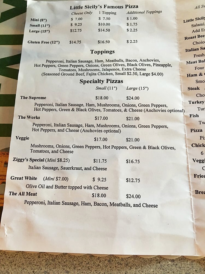 This menu isn't playing culinary fashion shows – it's the confident declaration of a place that knows exactly what it does well.