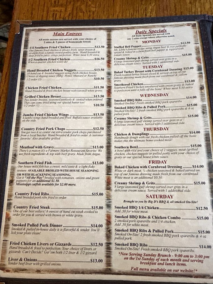 This menu isn't just a list of food—it's a roadmap to happiness. Daily specials that make every day of the week worth celebrating.