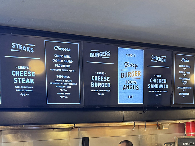 Life's most important decisions laid out in illuminated clarity: Whiz, Cooper Sharp, or Provolone? Choose your cheese destiny wisely, my friends.