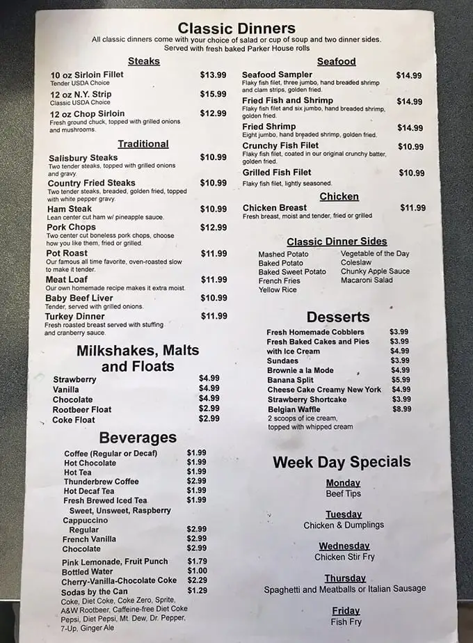 This menu isn't just a list of food—it's a roadmap to happiness. The weekday specials alone are worth planning your entire schedule around.