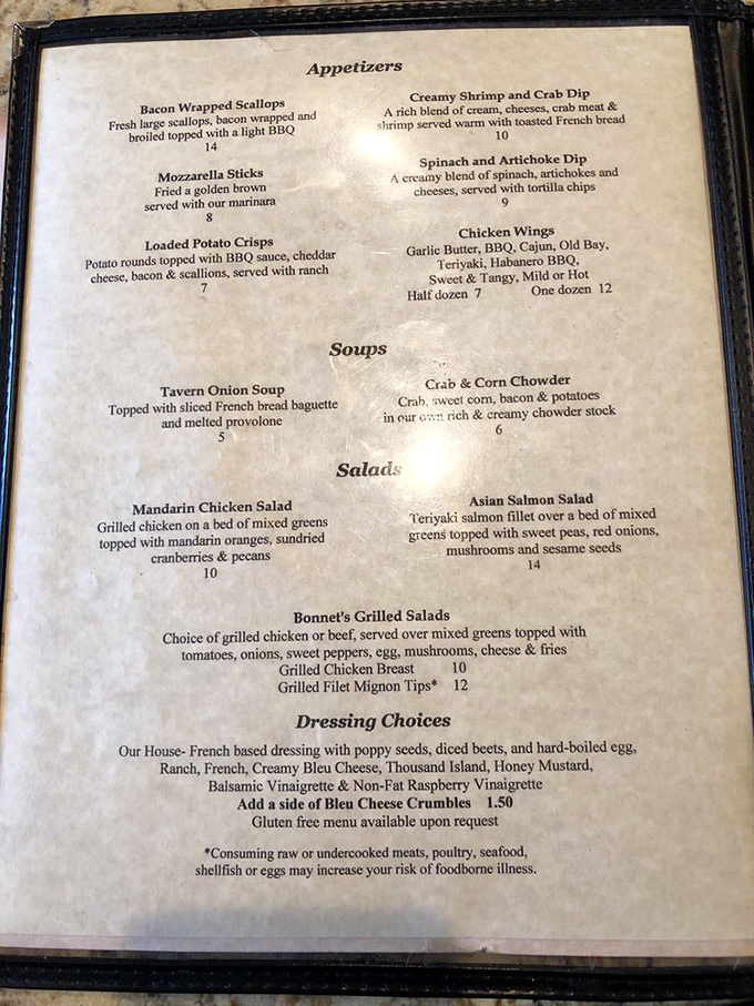The menu reads like a love letter to classic American tavern fare. Each description promises comfort and satisfaction without pretension.