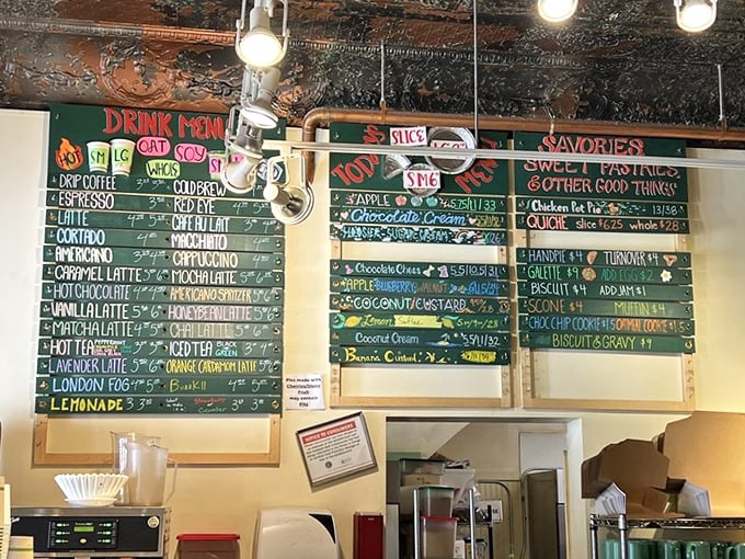Hand-chalked menus reveal daily treasures, from espresso drinks to seasonal pies that change with Chicago's moods.