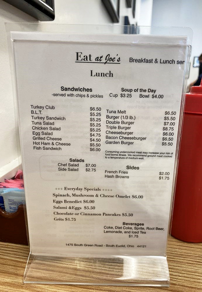 A menu that doesn't need fancy fonts or flowery descriptions—just honest food at prices that won't give you indigestion.