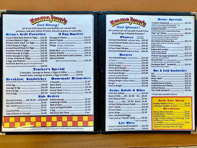 This isn't just a menu - it's a love letter to American comfort food written in blue ink and endless possibilities.