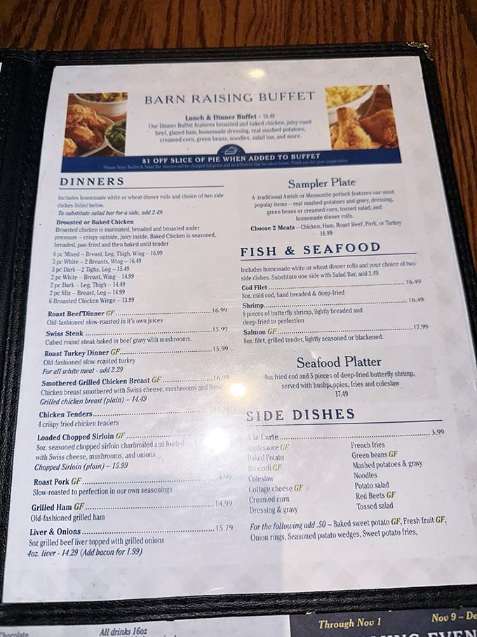 The menu reads like a greatest hits album of heartland cuisine—each dish getting the same loving attention as their famous pot roast.