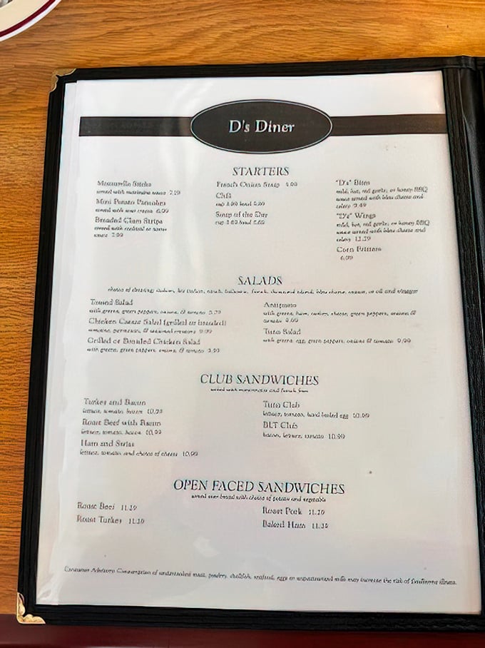 No QR codes or digital gimmicks here – just an honest-to-goodness physical menu with options that haven't needed updating in decades.