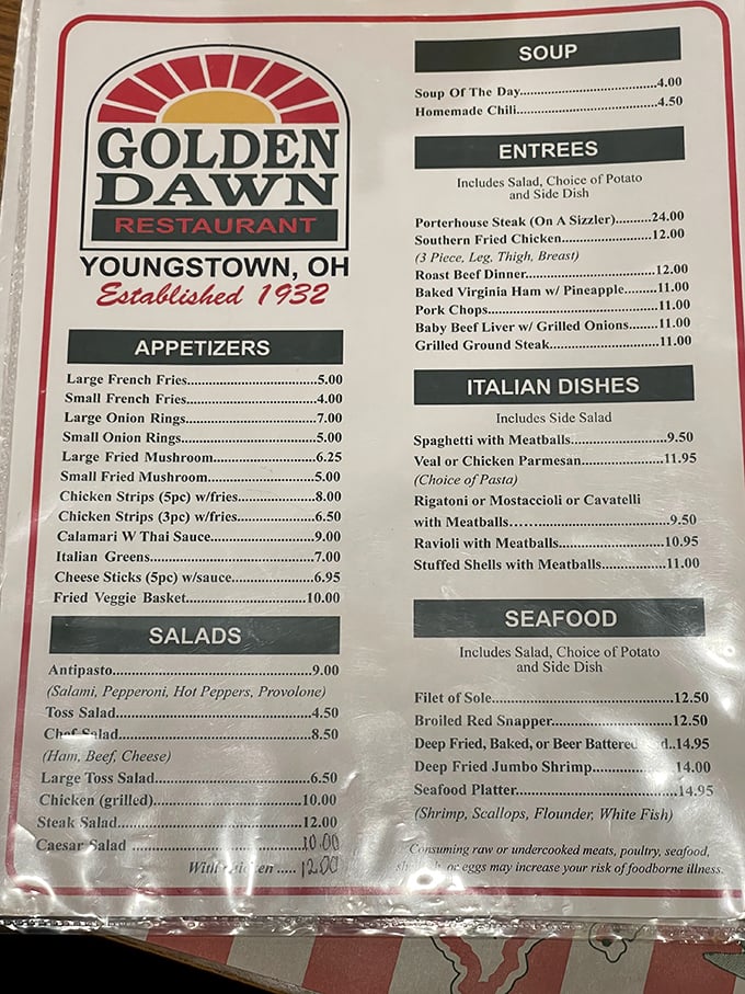 A menu straight out of the "no-nonsense" playbook—with Italian classics and American staples that have stood the test of time.