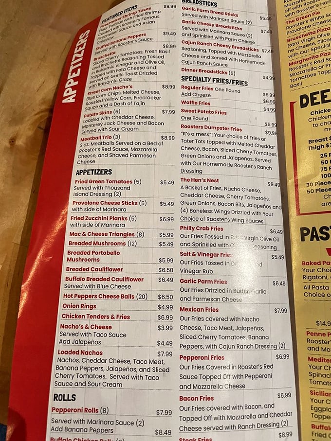 The menu at Roosters Roost reads like a comfort food love letter. Good luck choosing just one thing—I've tried and failed spectacularly.