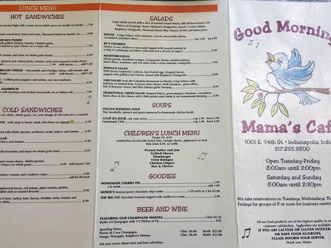 A menu that doesn't just list food—it promises a journey through breakfast classics and creative specialties that'll make decision-making deliciously difficult.
