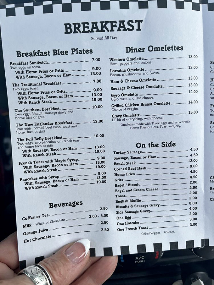 The menu reads like a love letter to breakfast traditions – where "Crazy Omelette" isn't just a dish, it's a morning adventure waiting to happen.