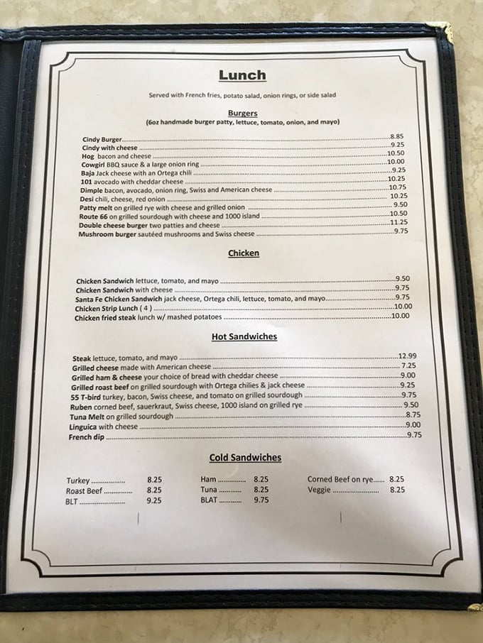 A menu that doesn't need fancy fonts or pretentious descriptions—just honest food that makes you want to order one of everything.