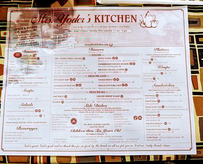 A menu that reads like a love letter to comfort food. The toughest decision you'll make today is which pie to order first.