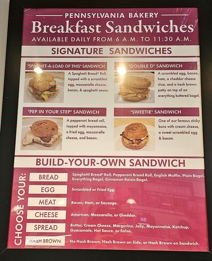 Breakfast sandwiches that defy convention – the "Spaghet-A-Load of This" proves Pennsylvanians understand that pasta belongs in every meal, including breakfast.