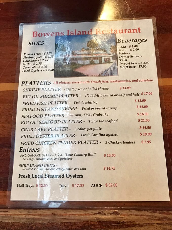 A menu that gets straight to the point—no fancy descriptions needed when the seafood speaks this eloquently for itself.