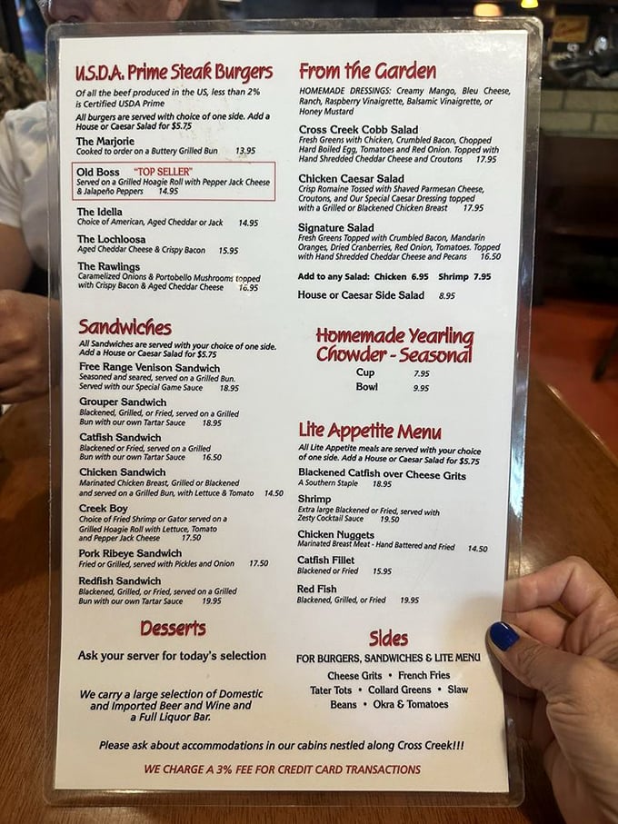 This isn't just a menu—it's a passport to Old Florida. From venison to gator, each dish is a chapter in the state's culinary history.
