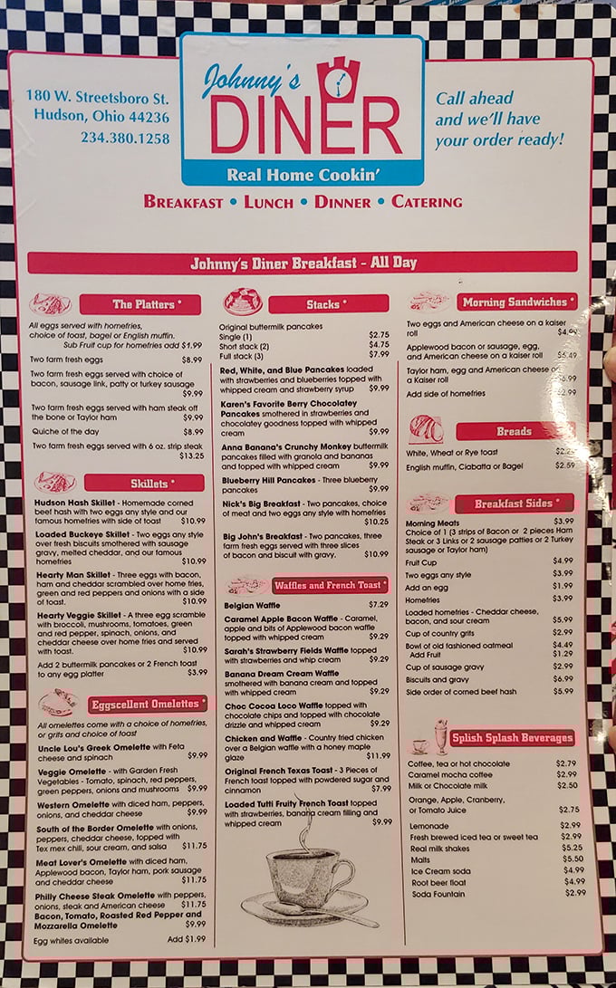 Johnny's menu reads like a love letter to American comfort food, with all-day breakfast that makes 4 PM pancakes not just acceptable, but encouraged.
