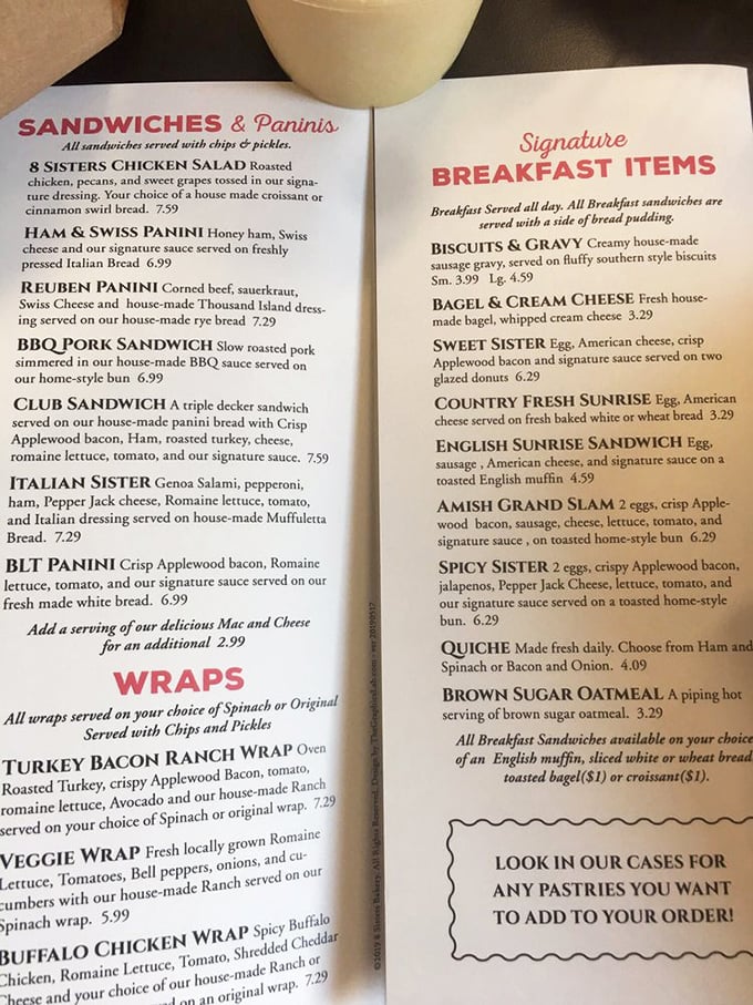 The menu reads like a love letter to comfort food—breakfast sandwiches on homemade bread and wraps that put fast food to shame.