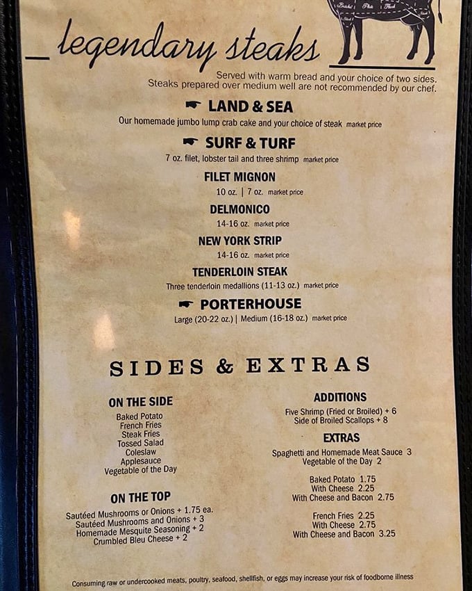 "Legendary steaks" isn't just marketing speak—it's a promise this menu fully intends to keep.