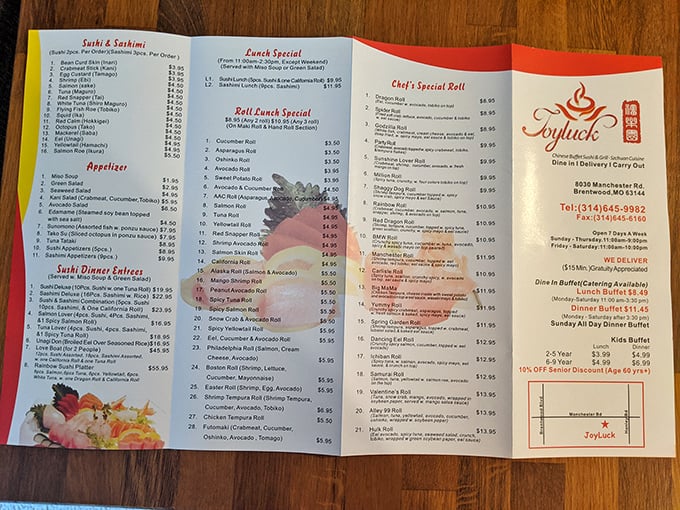 The menu reveals a treasure map of possibilities beyond the buffet – from classic lo mein to chef's special rolls that might tempt even the most dedicated all-you-can-eaters.