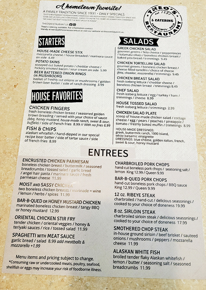 A menu that reads like a love letter to both Greek and American comfort food classics—each description promising a plate of happiness.