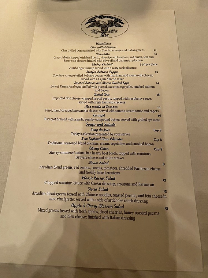 This isn't just a menu—it's a declaration of culinary intent. When "Escargot braised with garlic parsley compound butter" makes an appearance in rural Ohio, you know you're somewhere special.