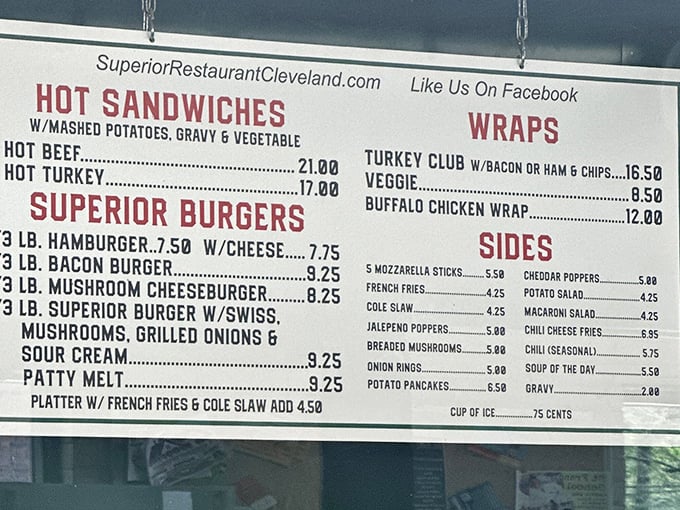 A menu board that cuts right to the chase—no foams, no reductions, no pretension. Just honest food that makes your stomach growl in anticipation.
