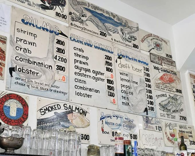 The menu board speaks fluent seafood – no fancy translations needed when the ocean's bounty tells its own story.