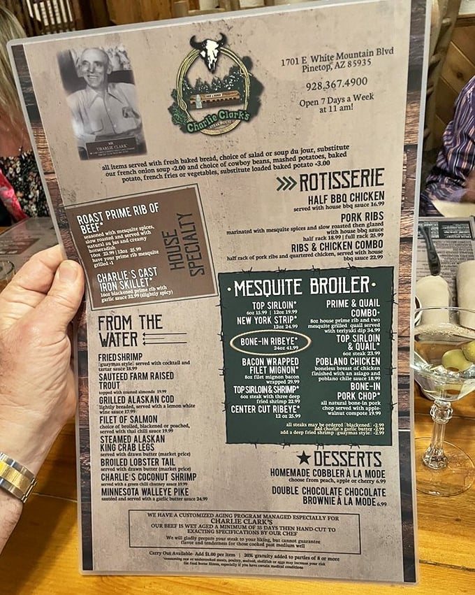 This isn't just a menu—it's a roadmap to carnivore paradise, with prime rib as the ultimate destination.