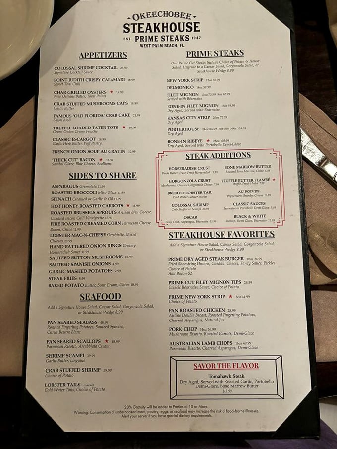 This menu reads like a love letter to carnivores, with prices that won't require a second mortgage.