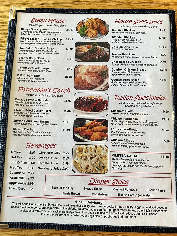 This menu isn't just reading material – it's a roadmap to happiness. From ribeye to catfish, Diner 54 covers all the comfort food bases.