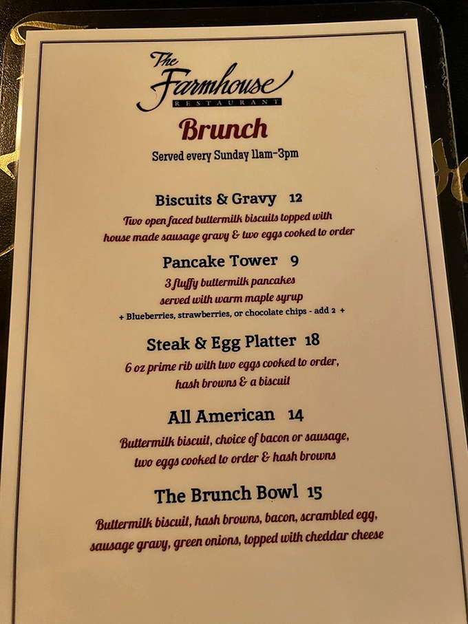 Sunday brunch at The Farmhouse isn't just a meal – it's a Southern ritual featuring buttermilk biscuits and that legendary Steak & Egg Platter.