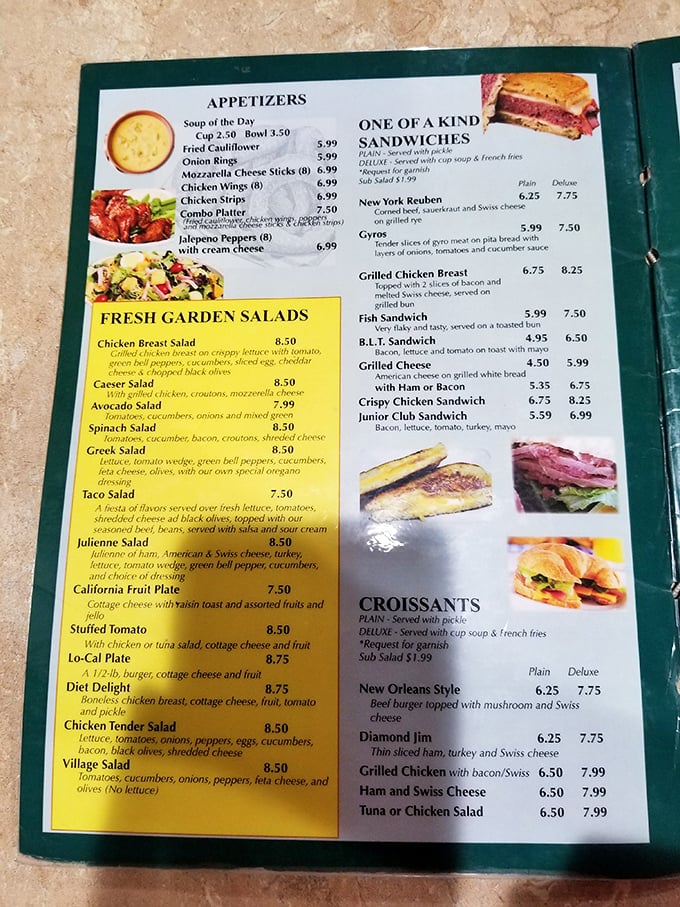 The menu at Tony's reads like a love letter to American classics. Each laminated page promises comfort and satisfaction without pretension.