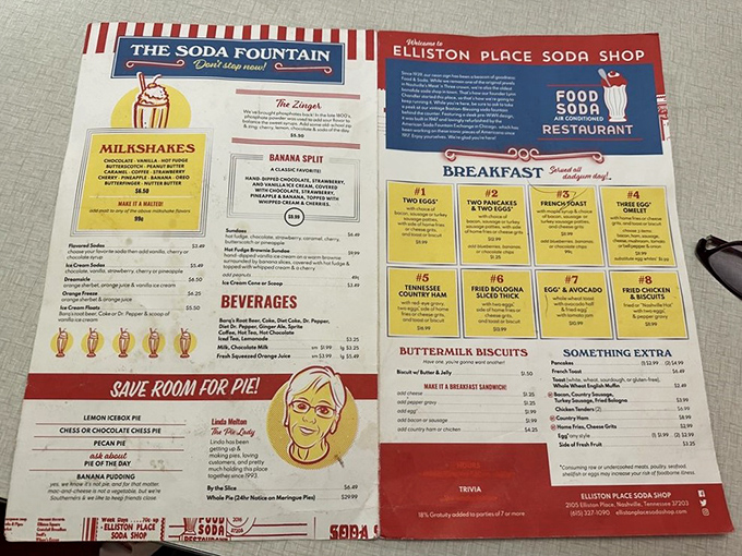 This isn't just a menu—it's a roadmap to happiness. From breakfast classics to the legendary banana split, every choice promises a delicious journey.