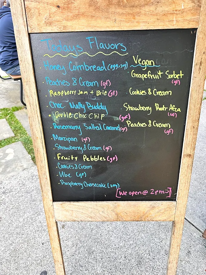 The daily flavor board reads like a dessert fantasy novel. Honey Cornbread? Rosemary Salted Caramel? This isn't your childhood ice cream truck—it's so much better.