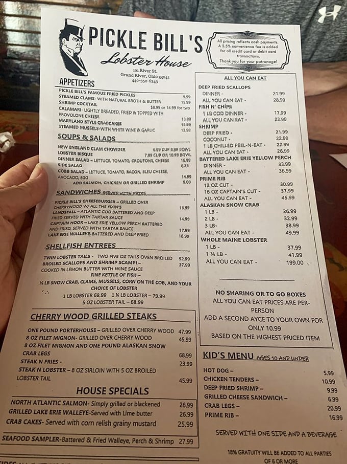 This menu reads like a love letter to Lake Erie, with prices that won't sink your wallet.
