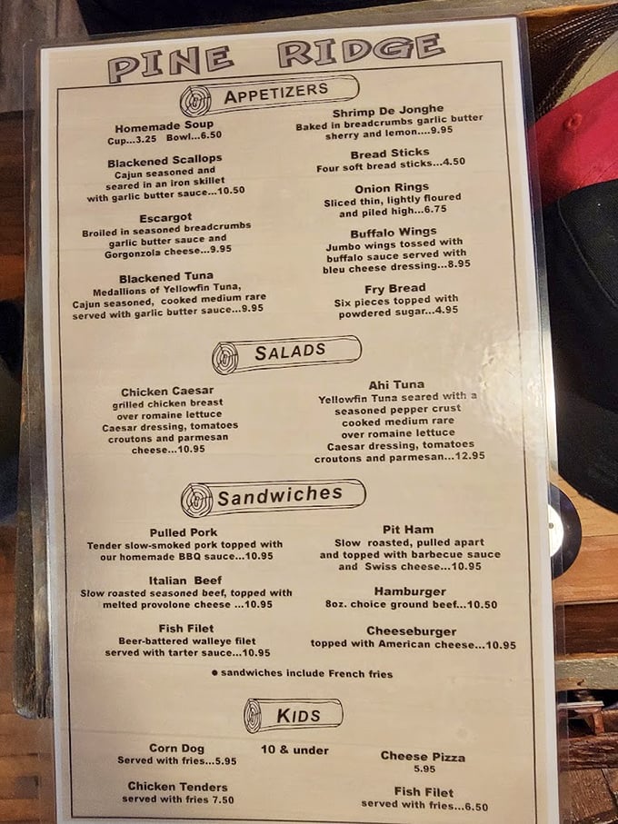A menu that reads like a love letter to classic supper club cuisine. Each description promises a dish worth crossing county lines for.