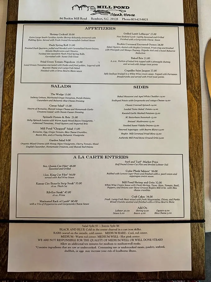 Reading this menu is like scanning the guest list for heaven's dinner party – from jumbo shrimp cocktail to rack of lamb, every choice feels like the right one.