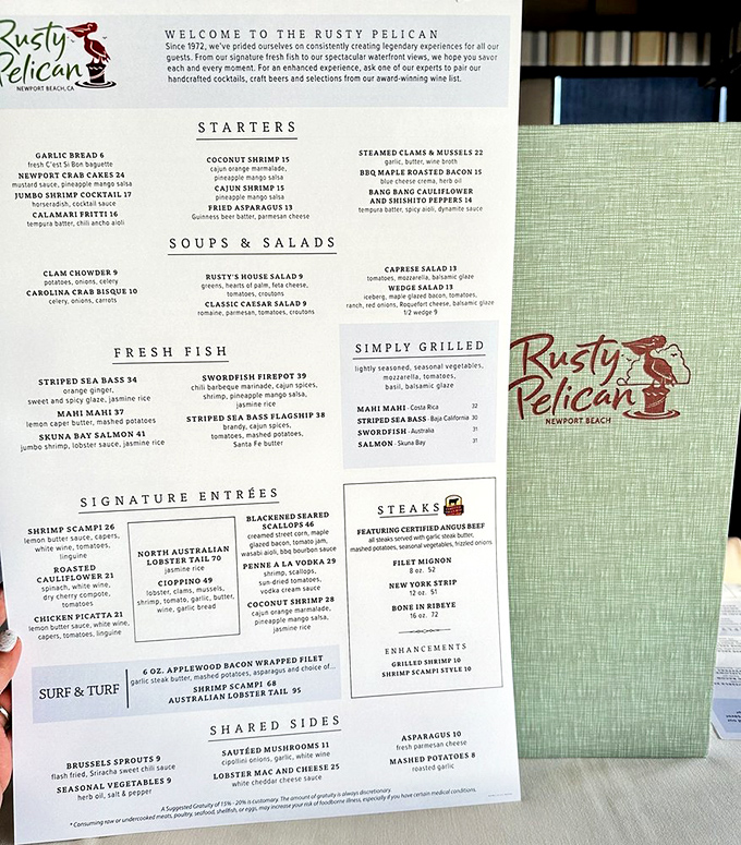 This isn't just a menu—it's a maritime treasure map where X marks the spot for seafood nirvana.