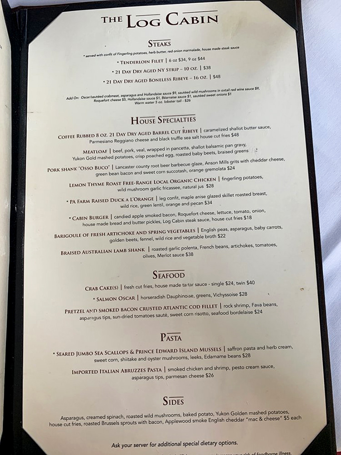 A menu that reads like a love letter to classic American cuisine, with each dish promising its own delicious story.