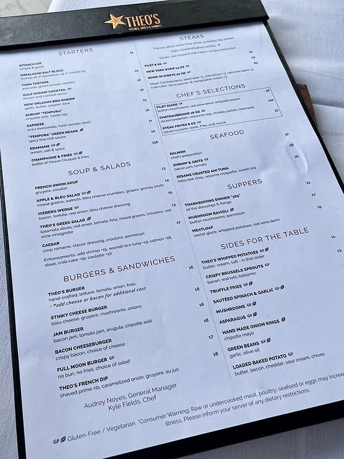 A menu that reads like a love letter to carnivores. Notice how they don't waste precious space on flowery descriptions—just the delicious facts.