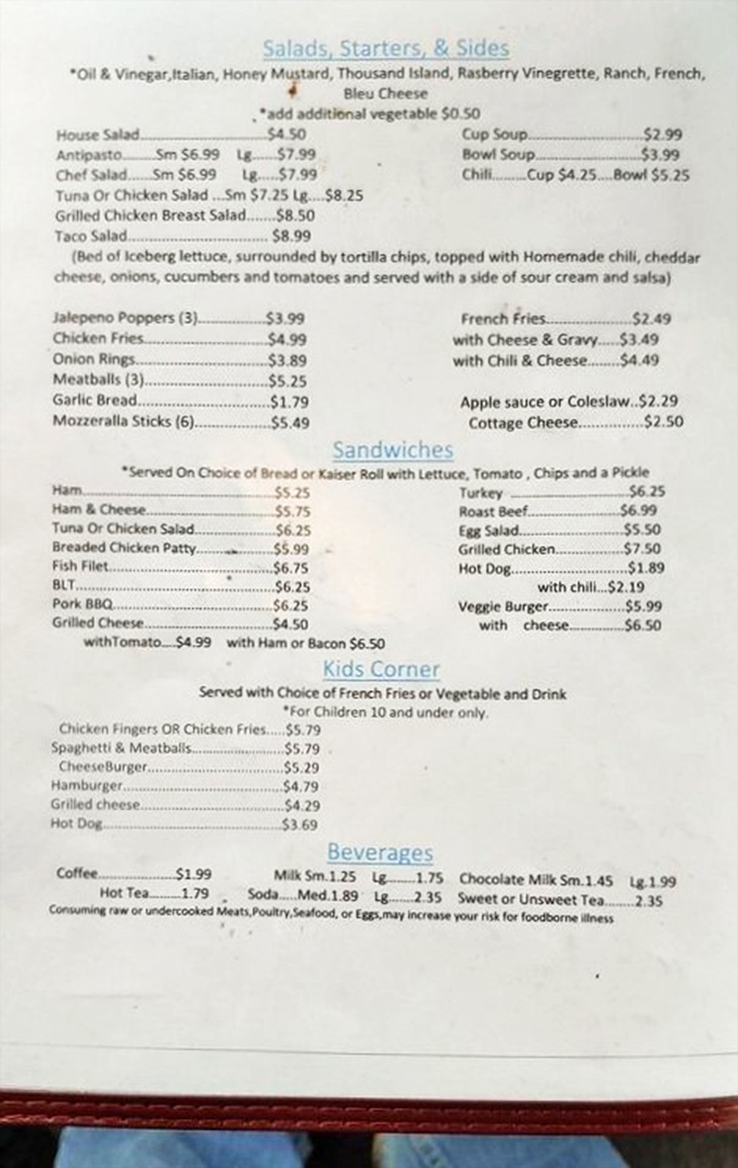 A menu that reads like comfort food poetry—straightforward offerings with no gastronomic gymnastics required, just honest Pennsylvania eating at its finest.
