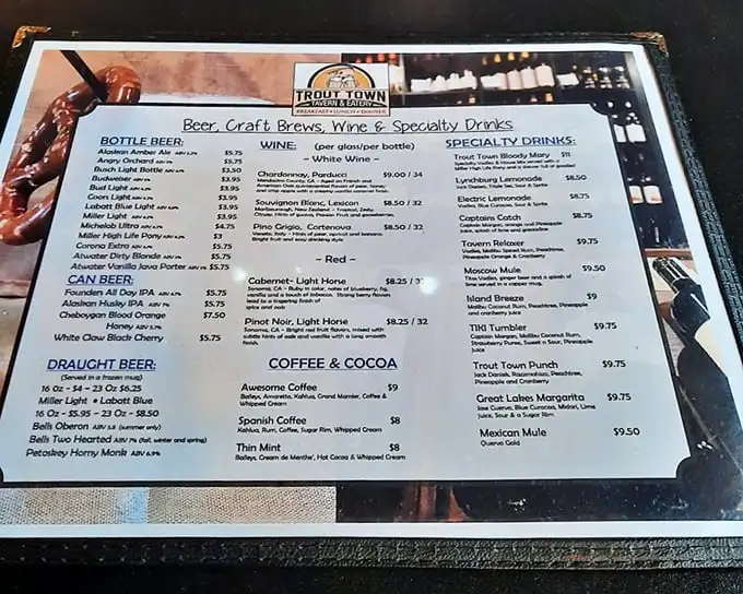 The drink menu reads like a love letter to Michigan's craft beer scene, with enough options to keep you coming back weekly for a year.